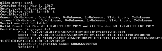 Create a SAML keystore for self-signed certificate