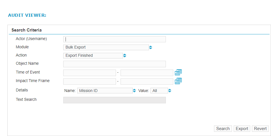 Specifying the Audit Viewer search criteria